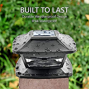 Davinci Lighting Flexfit Solar Outdoor Post Cap Lights - Includes Bases for 4x4 5x5 6x6 Wooden Posts - Bright LED Light - Slate Black (4 Pack)
