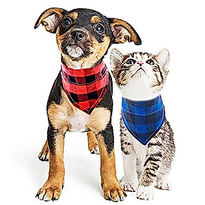 PET SHOW 4pcs Plaid Small Dog Bandanas for Collars Slip Over Cat Collar Boy Girl Puppies Bandanas Slide on Pets Collar Attachment Grooming Costumes Accessories