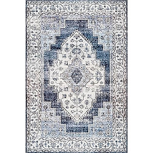 nuLOOM Dania Machine Washable Medallion Accent Rug, 2x3, Navy