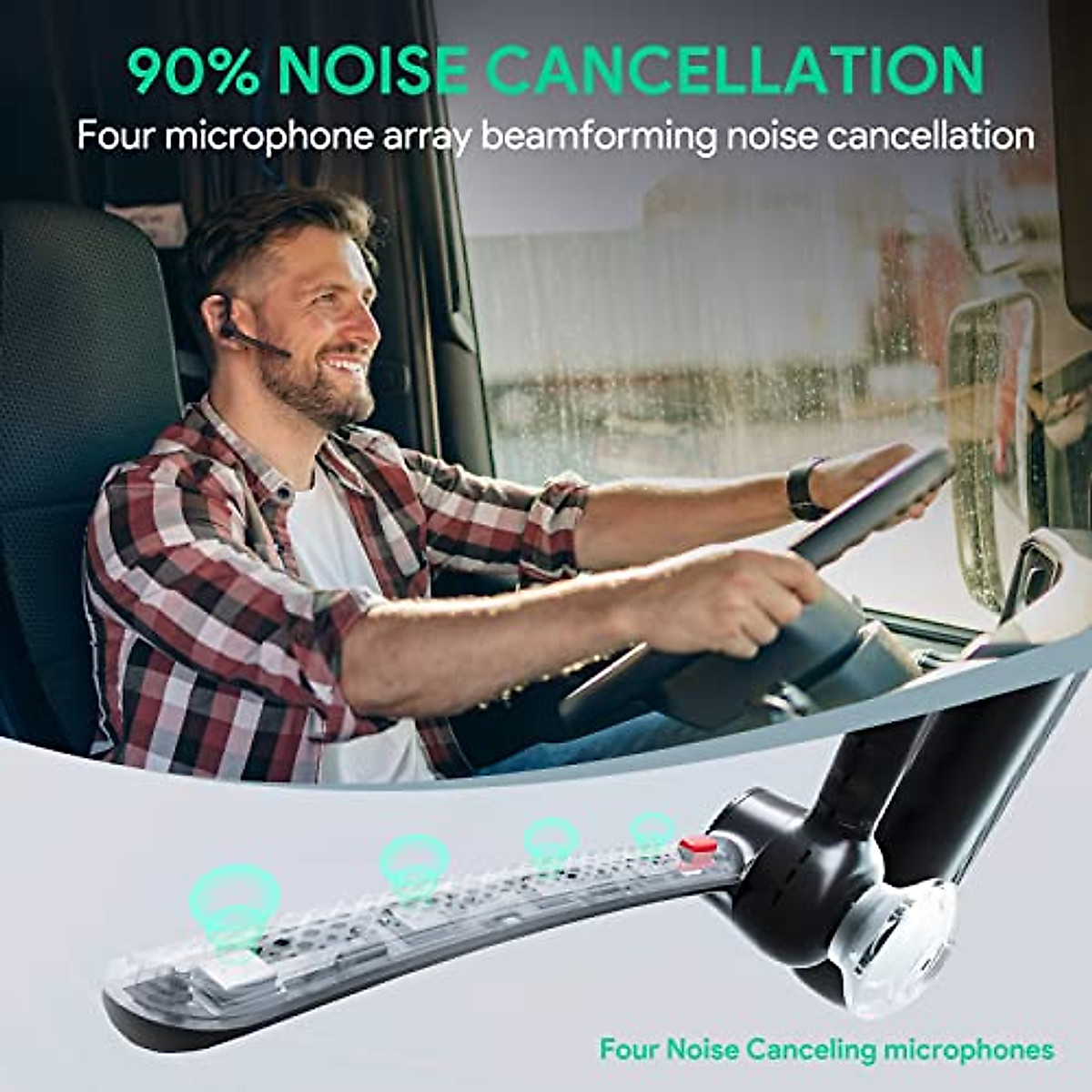 Yealink BH71 Bluetooth Headset, Wireless Bluetooth Earpiece with Noise Canceling Microphone, Teams & UC Compatible, Connect to Mobile Phone/Tablet PC, Mono Headphones for Business Office Trucker