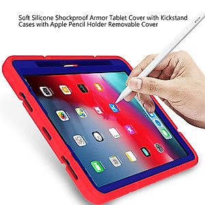 CCMAO Case for iPad Pro 11 Inch 2022/2021/2020/2018, iPad Air 5th/4th Generation 10.9 Inch Case with Pencil Holder, Heavy Duty Shockproof Protective Cover for Kids Boys Children, Red+Blue