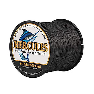 HERCULES Super Cast 100M 109 Yards Braided Fishing Line 200 LB Test for Saltwater Freshwater PE Braid Fish Lines Superline 8 Strands - Black, 200LB (90.7KG), 0.75MM