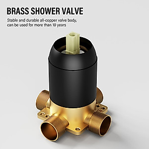 Esnbia Shower Faucet Set, Shower Head and Handle Set with 6-Inch Rain Shower Head and Tub Spout, All Metal Single-Handle Bathtub Shower Faucet Trim Kit (Shower Valve Include), Matte Black