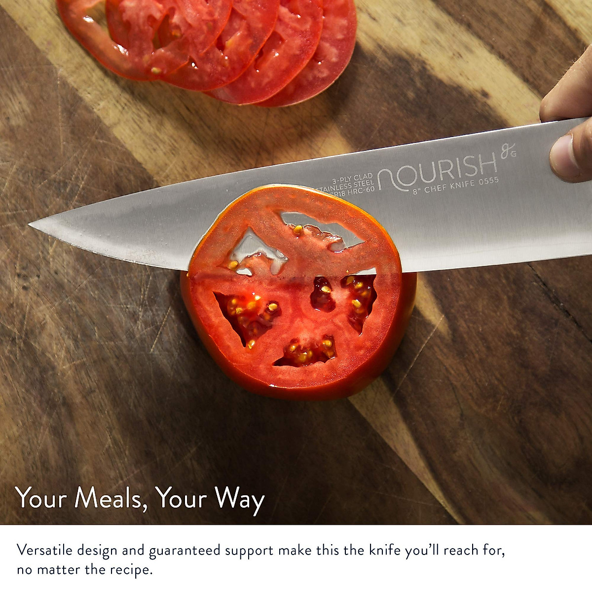 Greater Goods Chef Knives, Ergonomic Handle, Durable Kitchen Knives w/Balanced Design (Stainless Steel)