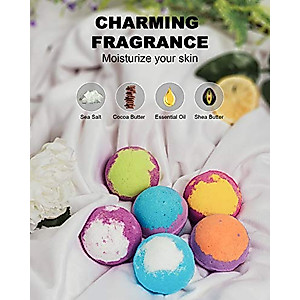 Bath Bombs for Women 6 Natural and Organic Bath Bombs with Essential Oils and Moisturizing Shea Butter, BathBombs for Relaxation and Stress Relief, Bath Bomb Gift Set for Women, Girls, Wife
