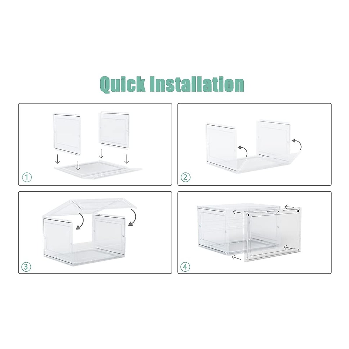 FUNLAX Shoe Storage Box, 8 Pack Clear Plastic Shoe Organizer Stackable Shoe Box Drop Front Shoe Containers Bins for Display Fit up to US Size 13