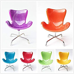 2 Pcs Blue Chair 1:6 Scale Dollhouse Miniature Plastic Chair Miniature Chair Dollhouse DIY Mini Chairs Simulation Colorful Armchair Backrest Swivel Egg Chair for Dolls Dollhouse Accessories