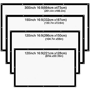 n/a 180/200/250/300 Inch Projection Projector Screen 16:9 Fold Portable Screen Canvas Matt White for Home Film Wall Mounted (Size : 250 inch)