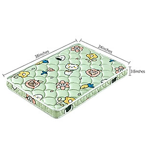 Mini Crib Mattress Topper - Suitable for [Crib Mini Crib] 38 x 24 x 4 inches - Non-Toxic, Quiet, Soft, Odor Free Foam - Printed Cartoon Pattern | Suitable for Most Portable Mini Cribs