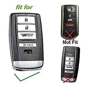 WFMJ Leather for Acura RDX RLX ILX MDX TLX Smart Remote 4 Buttons Key Case Holder Cover Fob Chain (Black)