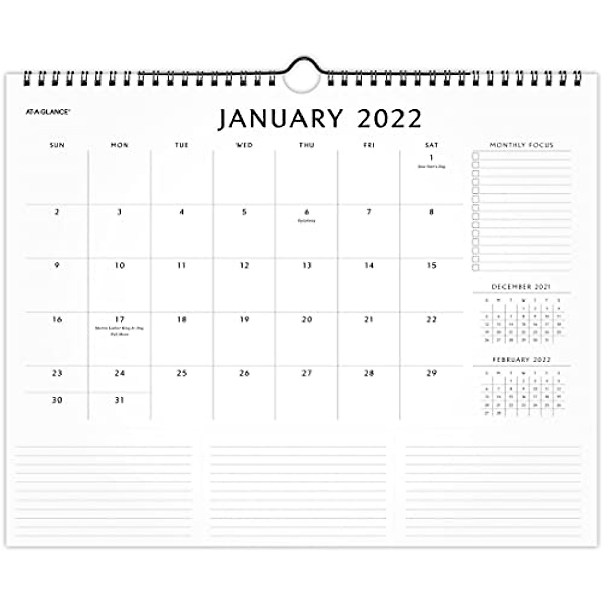 2022 Wall Calendar by AT-A-GLANCE, 15" x 12", Medium, Monthly, Wirebound (PM75828)