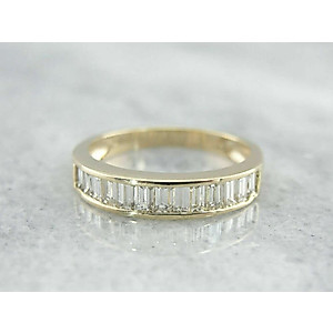 1 Ct Baguette Diamond Channel Set Wedding Engagement Band Ring 14K Yellow Gold Finish 925 Sterling Silver Handmade Gorgeous Stacking Matching Gift For Her