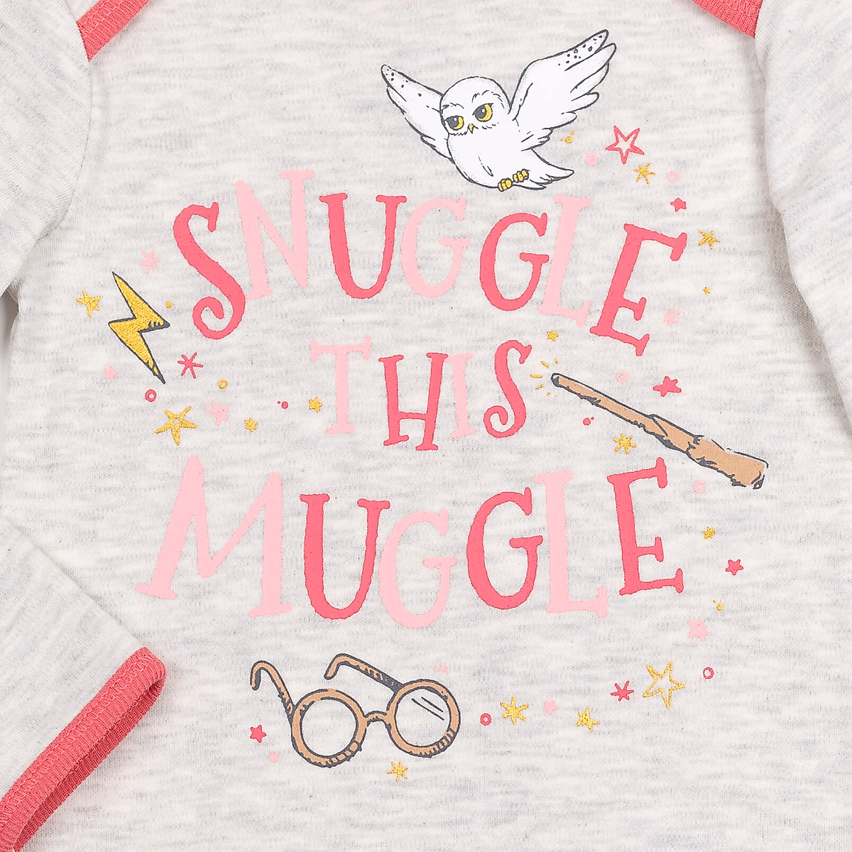 Harry Potter Hedwig Owl Newborn Baby Girls 3 Pack Sleeper Gown Red/Pink/Heather Grey 0-6 Months