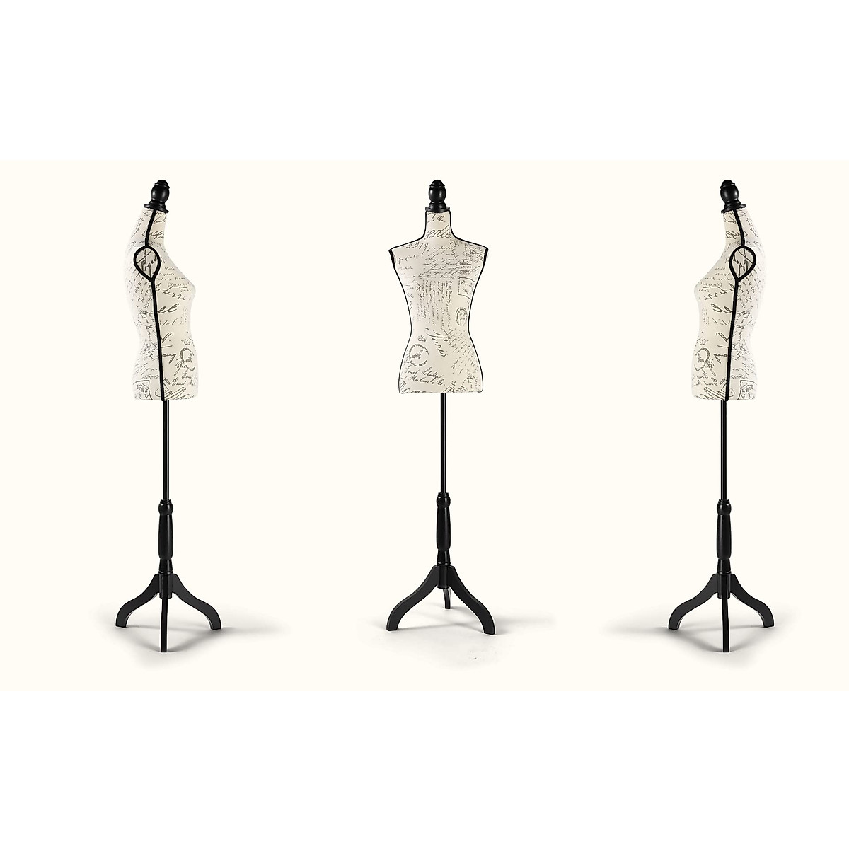 Female Mannequin Adjustable Dress Form-Large Torso Tripod Stand Display，100% Handmade Soft Stretchy，Adjustable Height Style， for Sewing Display-Mannequin Body Torso with Tripod Base Stand（Letter）