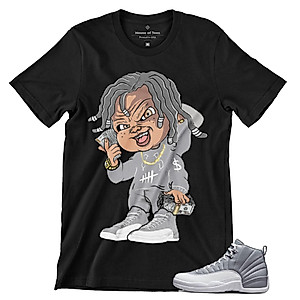 Jordan 12 Stealth Men's T Shirt to Match Killa Cash Doll, Shirt to Match Jordan 12 Stealth Gift for Jordan 12s Black