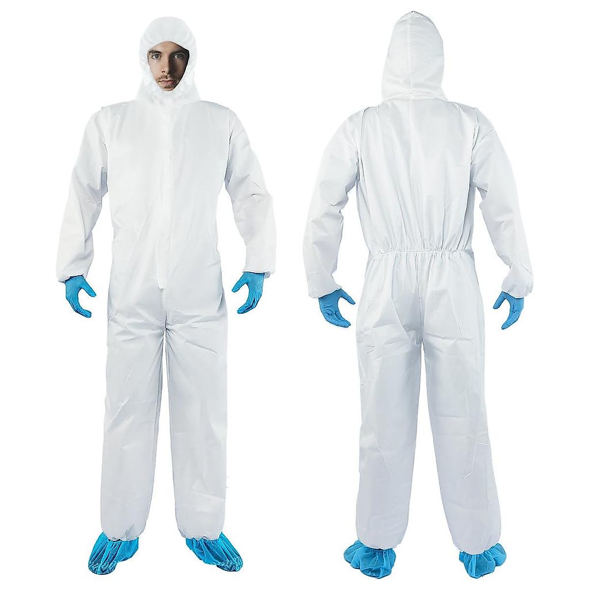YIBER Hazmat Suits Disposable - Available in 7 sizes and 5 packaging specifications - Disposable Coveralls Suits Pressed From PPSB & PE Film
