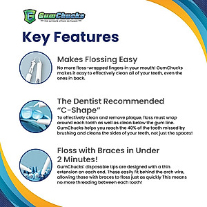 GumChucks Orthodontic Flossers Dental Floss - Floss for Braces - Brace Floss Picks - Gum Flossing Picks - Ortho Dental Flossers (Adult Starter Pack)