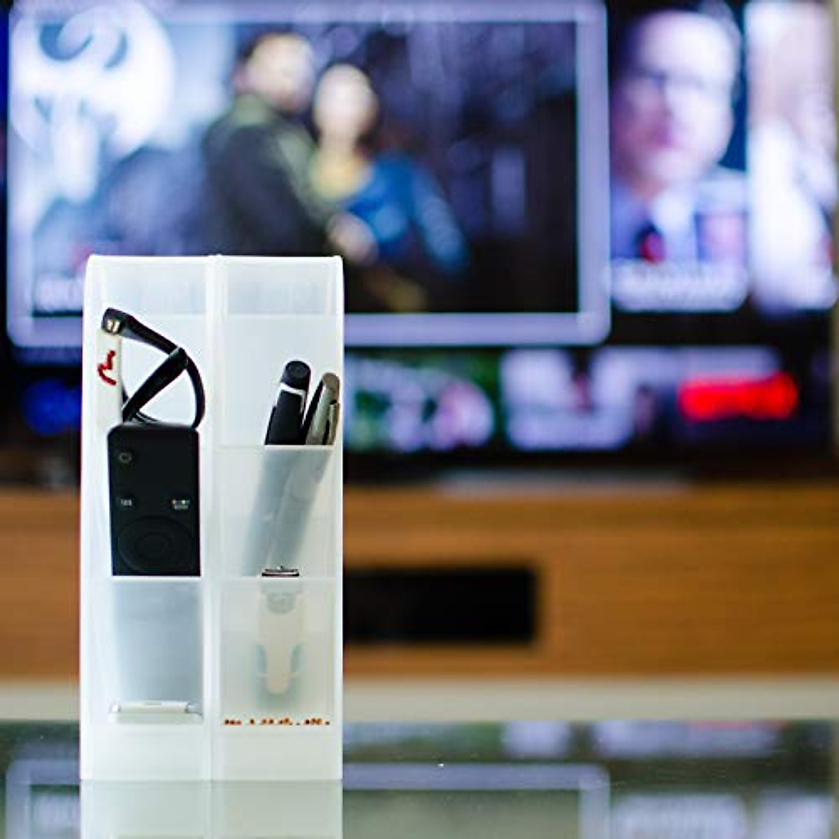 STYLIO Office Desk Organizer. Pen & Pencil Holder. Markers, Stationery Caddies Essential for Office/ Teacher Supplies. Translucent Black & White Caddy Organizer Racks (Set Of 4). Perfect for Desktops