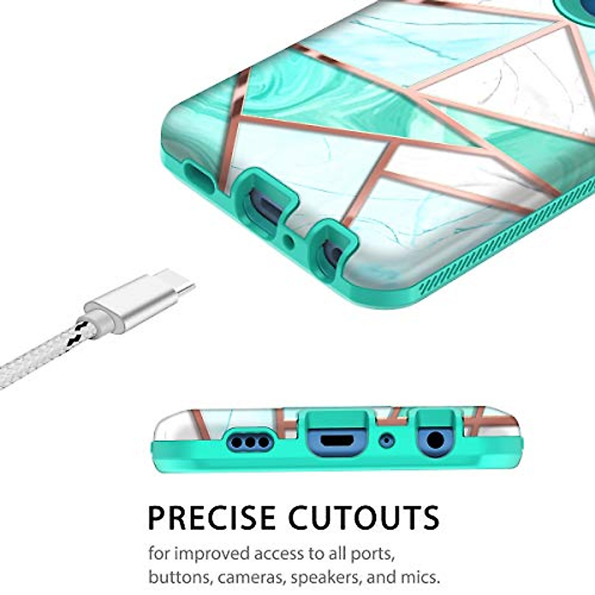 Hekodonk for LG K40/ LG K12 Plus/LG X4 (2019)/LMX4 Case Built in Screen Protector Heavy Duty High Impact PC TPU Full Body Protective Shockproof Anti-Scratch Cover for LG K40 -Marble Mint