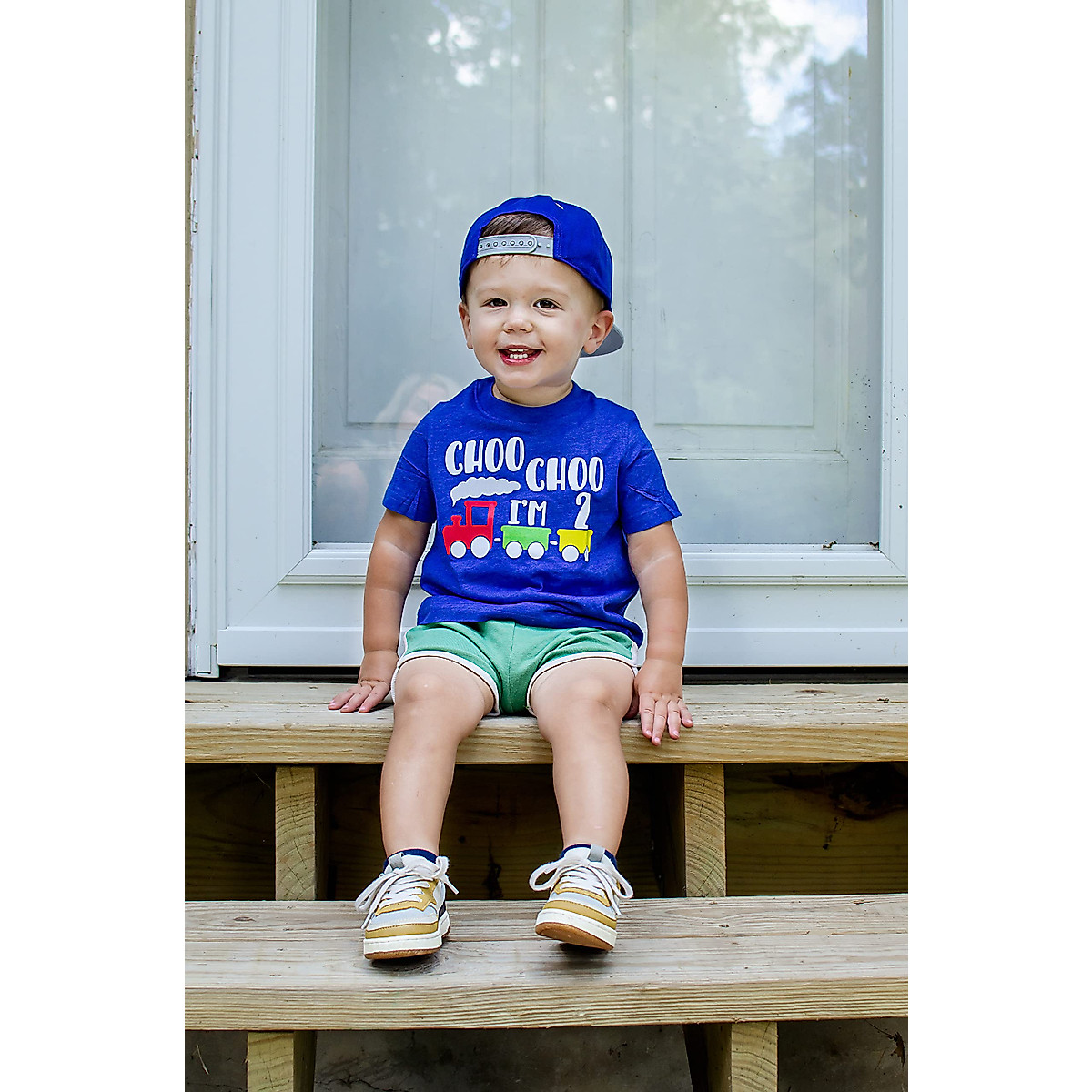 Olive Loves Apple Choo Choo I'm Two Boys 2nd Birthday T-Shirts for Baby Boys Second Birthday Outfit Vintage Royal Shirt 2T