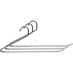 Open Ended Metal Bottom Hanger with White Non-Slip Coating, Space Saving Sturdy Metal Pants Hanger with Chrome Hook (Set of 25) by The Great American Hanger Company
