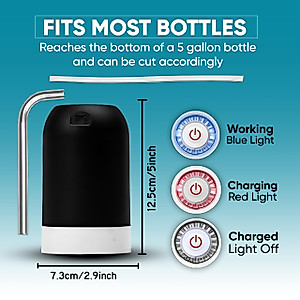 Founta Life Water Dispenser for 5 Gallon Bottle - Portable Automatic Electric Water Pump for 5 Gallon Jug - Great Gift Idea Rechargeable Water Jug Dispenser for Home, Office, Dorm and Outdoors
