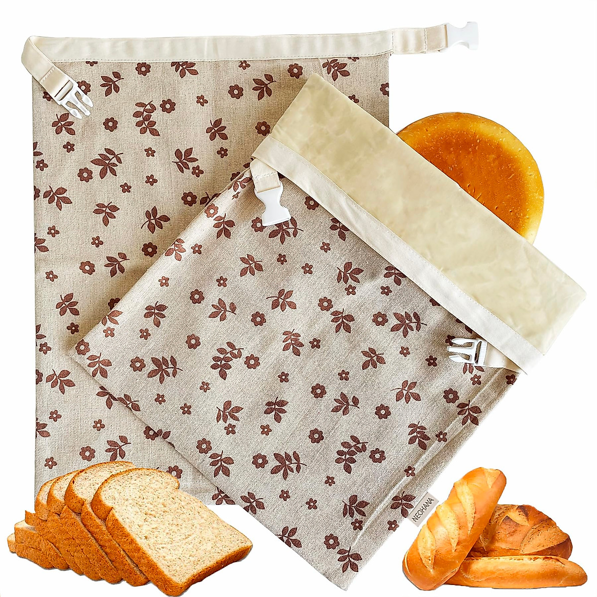 2 Pack Reusable Beeswax Bread Bags,Bread Bags for Homemade Bread,Cotton Beeswax Bread Bag to Keep Fresh,Sourdough Bread Bags