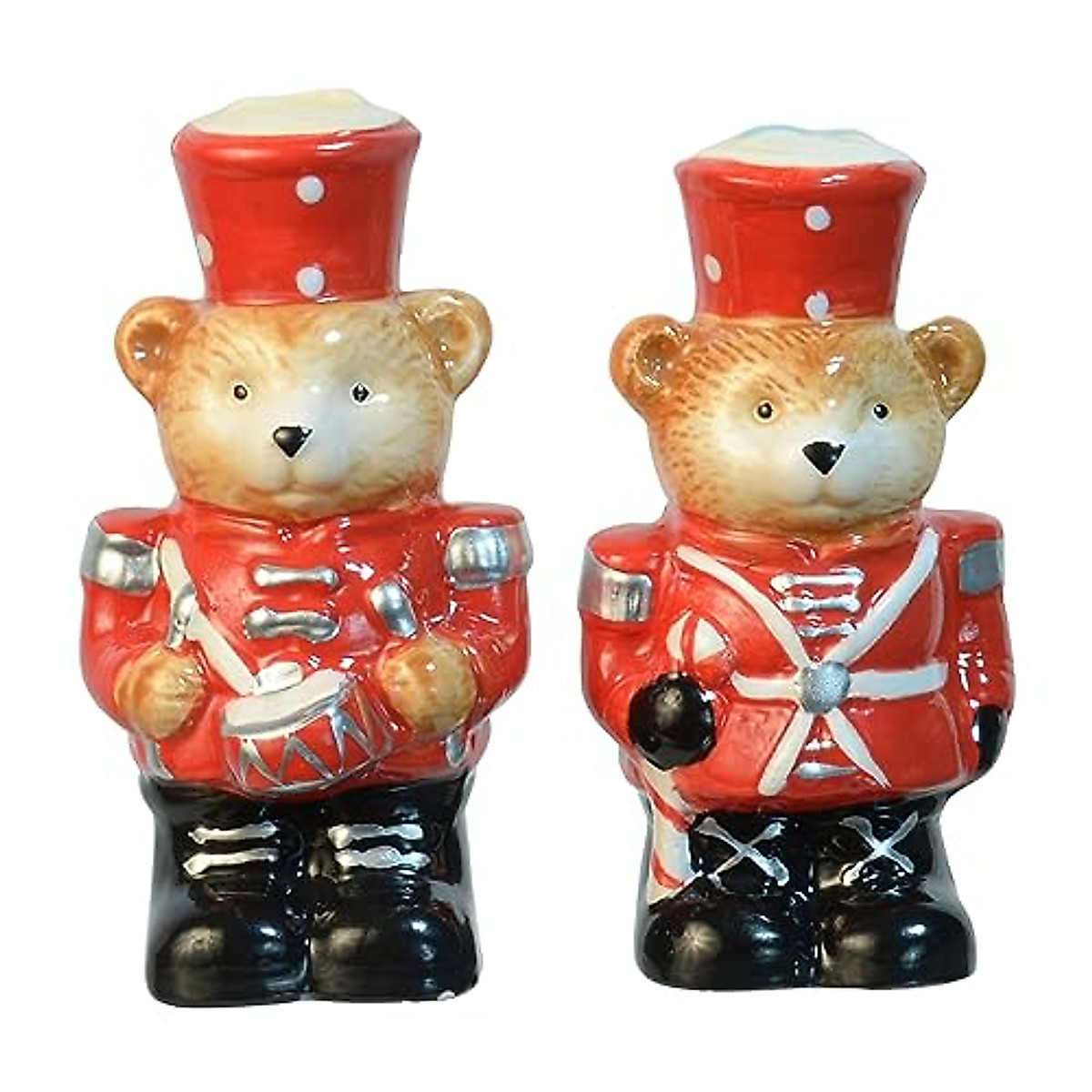 Christmas Bear Nutcracker Soldiers Holiday Salt and Pepper Shaker Set, Ceramic, 3.25 Inches High