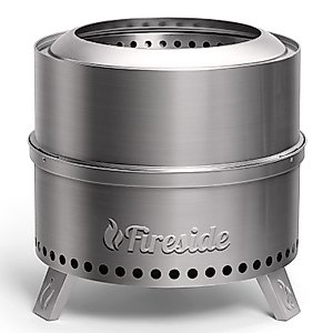 TURBRO 19 Inch Smokeless Fire Pit for Outdoor Wood Burning, Portable 304 Stainless Steel Camping Stove with Stand, Removable Ash Pan, Waterproof Storage Bag, Unique Nested Design, Pluto R19-SS, Silver
