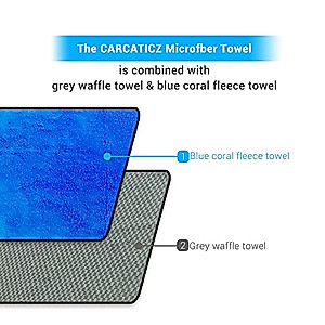 CARCATICZ Microfiber Towels for Cars, Microfiber Cleaning Cloth for Cars, Waxing and Polishing Towels, Lint Free, Scratch-Free, High Absorption, Blue & Gray, 16 in x 16 in, 530gsm, 6pack