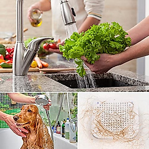 Drain Hair Catcher, 4 Pack Square Drain Cover for Shower Silicone Hair Stopper Bathroom Sink Strainer with Adjustable Suction Cups (2 Grey + 2 White)