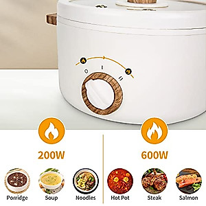 ENCOFT Electric Hot Pot with Steamer for cooking, 1.5L Stainless Steel Ramen Cooker, Shabu Shabu Hot Pot, Multifunctional Cooking Pot with Overheating Protection for Stew (1.5L)