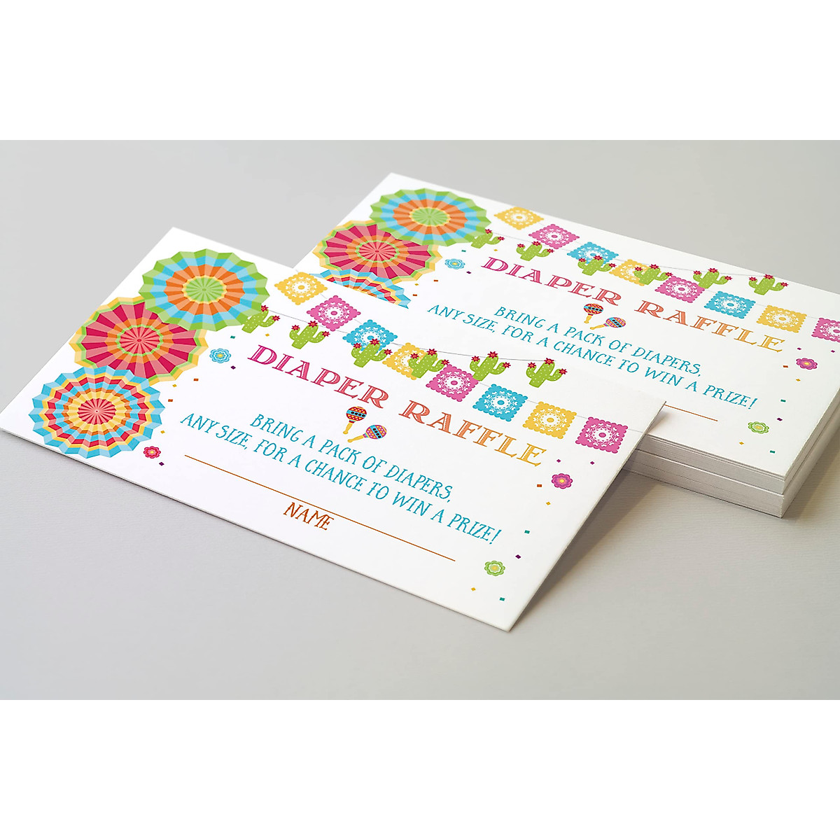 Your Main Event Prints Fiesta Mexican Baby Shower Diaper Raffle Card, Diaper Raffle Ticket, 50 Count