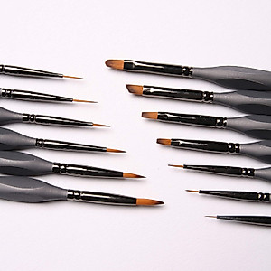 Miniature Painting Kit - (Set of 13) Micro Detail Paint Brushes with Black Carrying Case for Painting Action Figures, Models, Nail Art, Fantasy Nails, Acrylic, Oil, Detail Art, Stained Glass and More