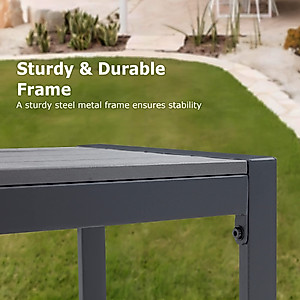 DIFY Outdoor Patio Bench, Backless Garden Park Bench Weather Resistant Outdoor Furniture for Garden, Backyard, Porch (Grey)