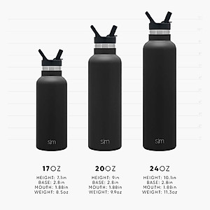 Simple Modern Water Bottle with Narrow Mouth Straw Lid Metal Thermos Vacuum Insulated Stainless Steel l Reusable Leak Proof BPA-Free Flask | Ascent Collection | 24oz, Winter White