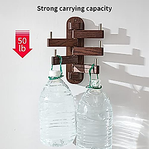 INMAN Swivel Coat Hooks for Wall, Oak Wood Wall Hook, Swivel Wall Coat Rack Heavy Duty Foldable Wall Hooks for Coat Hat Towel Purse Robes Mudroom Bathroom Entryway (Walnut