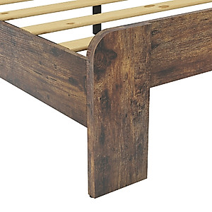 DWOYFO Wood Platform Bed Frame, Queen Size Bed Frame with Headboard and Wood Slat Support, Easy Assembly, No Box Spring Neede, Dark Brown