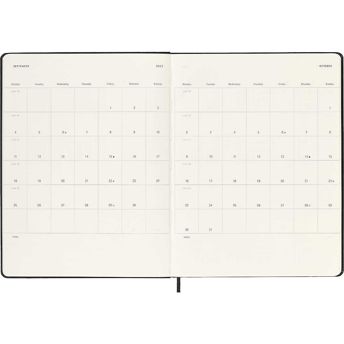 Moleskine Classic 18 Month 2022-2023 Weekly Planner, Hard Cover, XL (7.5" x 9.75"), Black