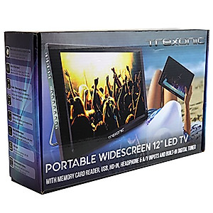 Trexonic Ultra Lightweight Rechargeable 12" LED TV With HDMI, SD, MMC, USB, VGA, Headphone Jack, AV Inputs and Output And Built-in Digital Tuner