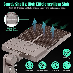 10 Pack 400W LED Parking Lot Light 60,000LM, Outdoor Street Area Lighting with Slipfitter Mount UL DLC Listed LED Pole Lights 100-277V IP65 Waterproof 5000K LED Shoebox Commercial Lighting