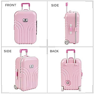 Doll Accessories Carry On Suitcase for Doll Suitcase Luggage Mini Travel Suitcase for 18 Inch Girl Doll Travel Gear Mini Trolley Case Doll Carrier Storage Miniature Suitcase Doll Playsets