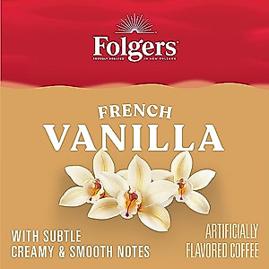 Folgers French Vanilla Flavored Ground Coffee, 9.6 Ounce Canister (Pack of 6)