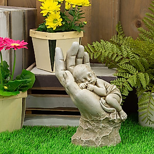 Joseph's Studio by Roman Inc., in The Palm of HIS Hand, Garden Collection, Religious Statue, Holy Family, Memorial, Angel, Patron Saint, Garden Décor (11x5x7)