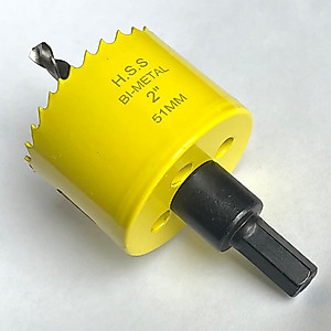 JIECHENG 2 inch Hole Saw,51mm HSS Bi-Metal Hole Cutter with Arbor:Effortlessly Drill Through Wood,Steel,Aluminium,Brass,Copper,Zinc