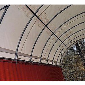 Mytee Products 40'(L) x 20'(W) Shipping Container Canopy Shelter - 21 Oz 610 GSM PVC White Cover Storage Container Roof with No End Walls - Durable & Weather-Resistant