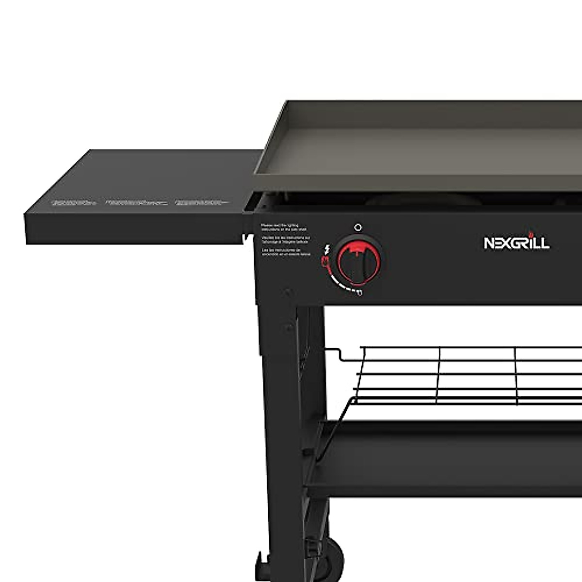 Nexgrill 2-Burner Propane Gas Griddle, 38,000BTUs, 514 sq. in. Flat Top for Outdoor Cooking, Patio, Tailgating, and Backyards, Cart with Caster, Side Shelves, Black, 720-0785