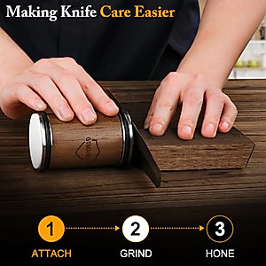 Rolling Knife Sharpener Kit, Roller Knife Sharpener with Industry Diamonds and Ceramic Discs, Knife Sharpening Tool for Kitchen Knives with 15 & 20 Degrees, Full Knife Sharpener