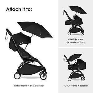 Babyzen YOYO Parasol, Black - UPF 50+ Protection - Compatible with the 0+ Newborn Pack, Bassinet, Car Seat & 6+ Color Pack
