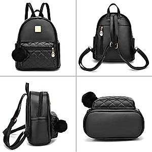 BESYIGA Quilted Mini Leather Backpack Purse for Women Ladies Cute Small Size Little Back Pack Bag Purple